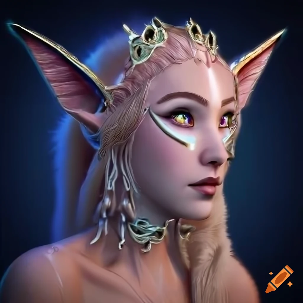 Hyperrealistic Octane render of a female elf fairy goddess with fur ...