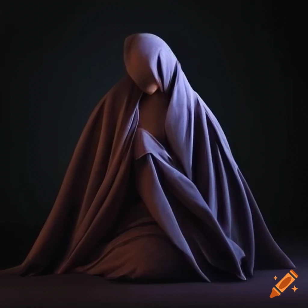 Woman draped in fabric on Craiyon