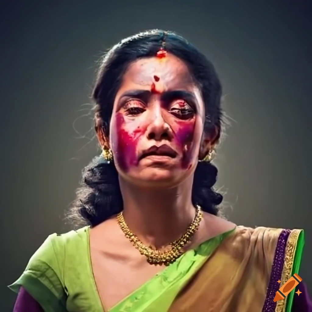 South Indian natural woman fighter with dizzy wobbly head and facial ...