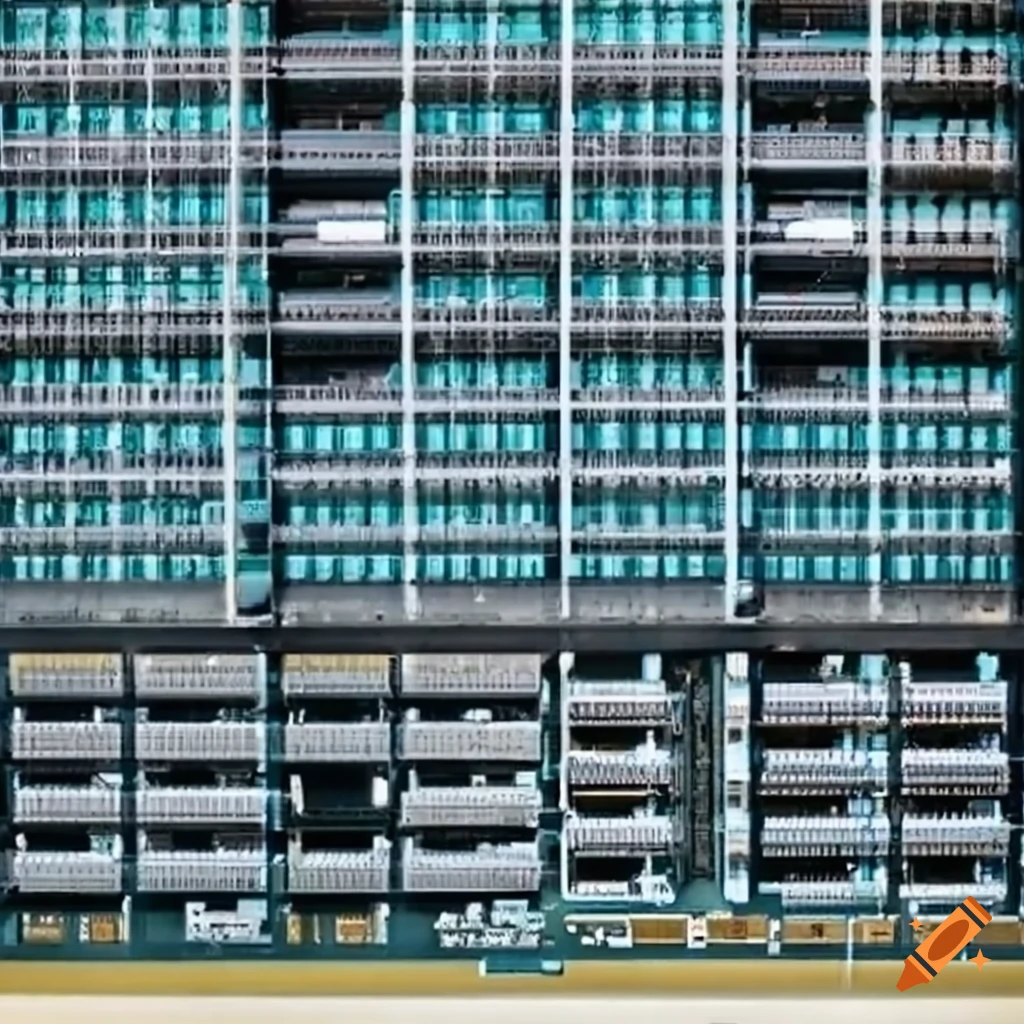 Modern city constructed from historical computer punch cards on Craiyon