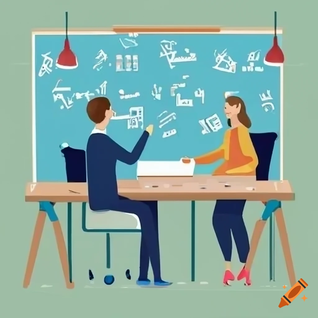 Illustration of employees in a training session with an instructor ...