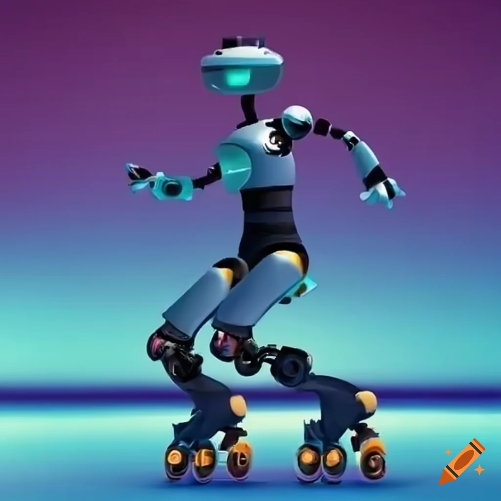 Robot on roller skates on Craiyon