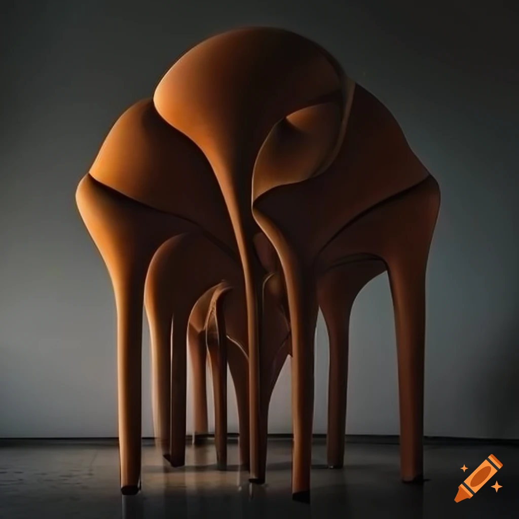 Biomorphic robotic installation on the wall inspired by shell on Craiyon