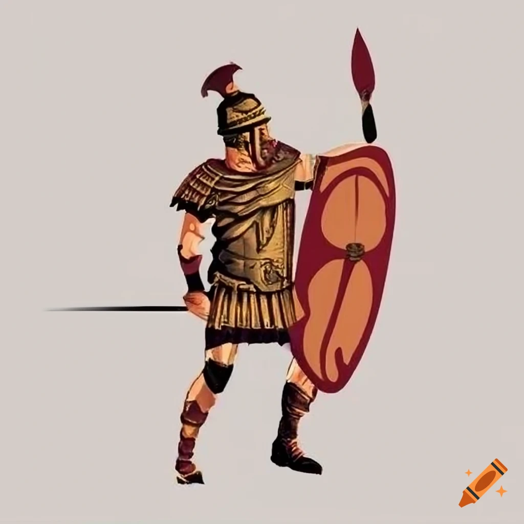 Stencil of a roman soldier holding a spear on Craiyon