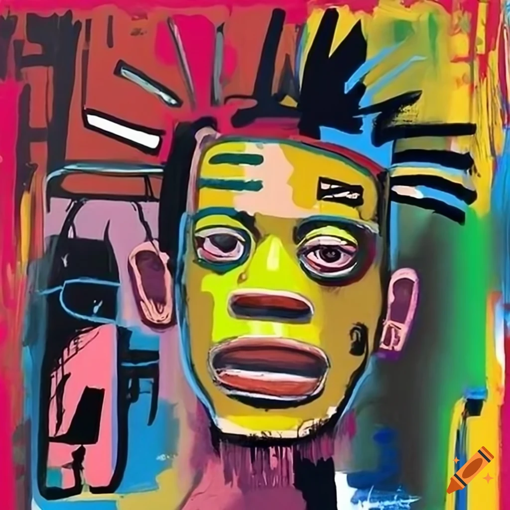 Abstract painting inspired by Basquiat capturing the essence of Fight ...