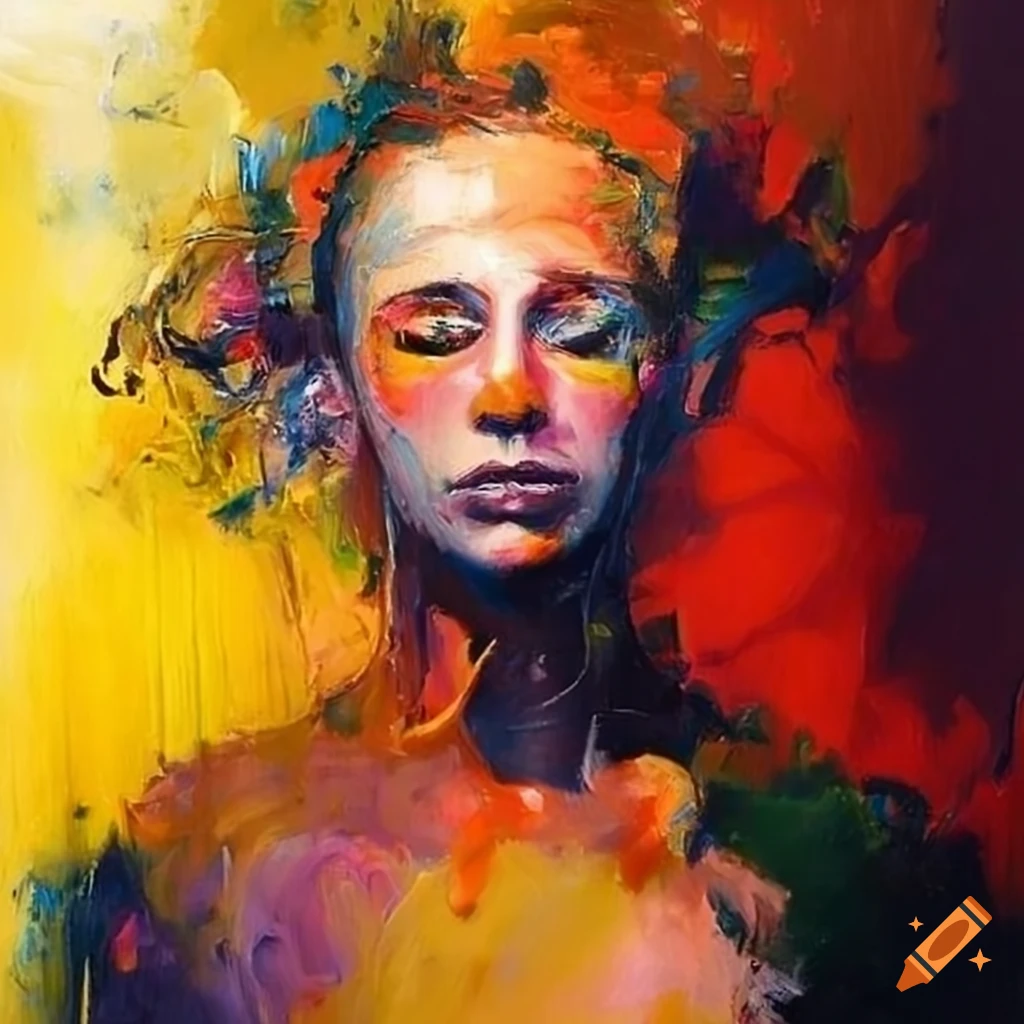 Expressive oil painting of a creator record label on Craiyon