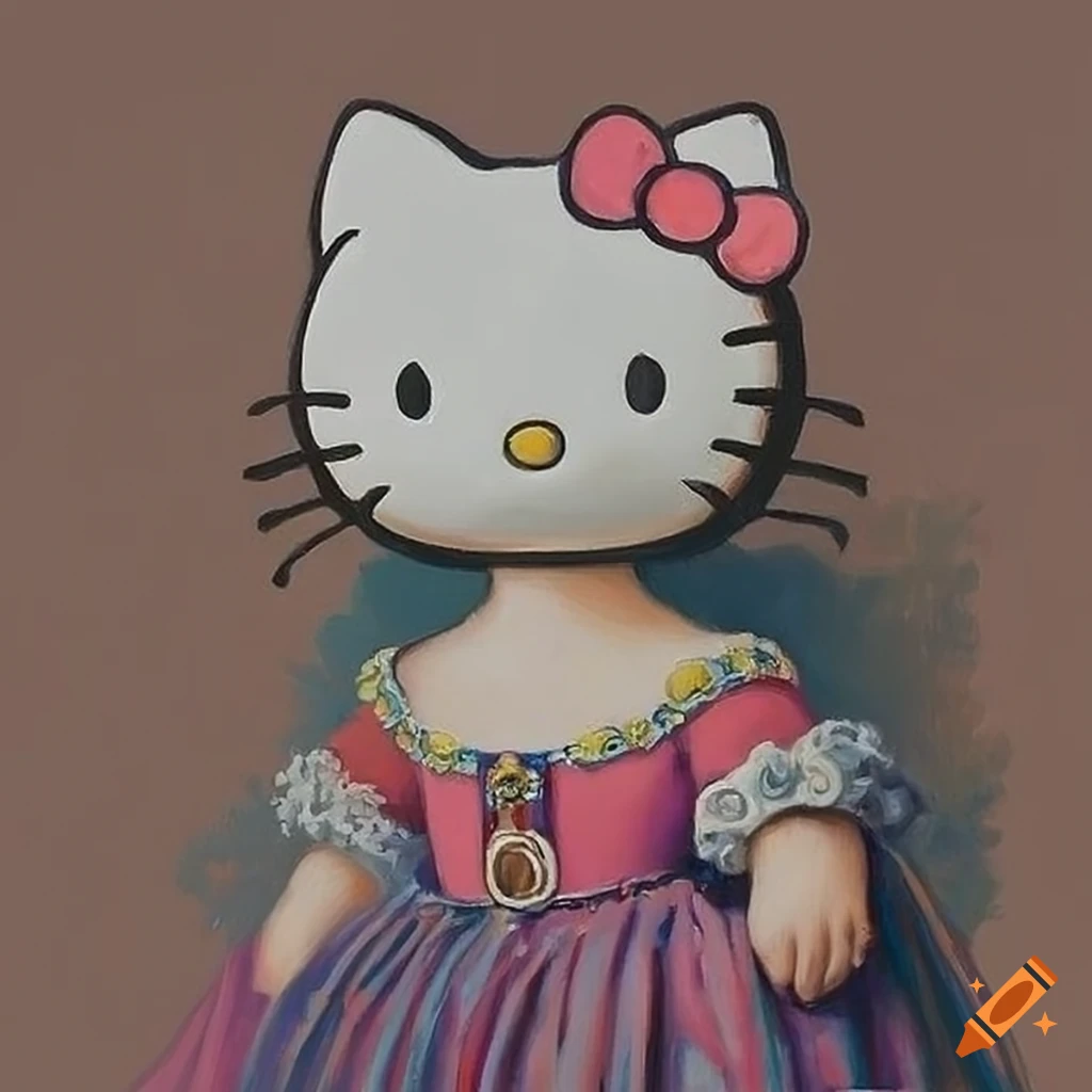 Renaissance painting of hello kitty on Craiyon