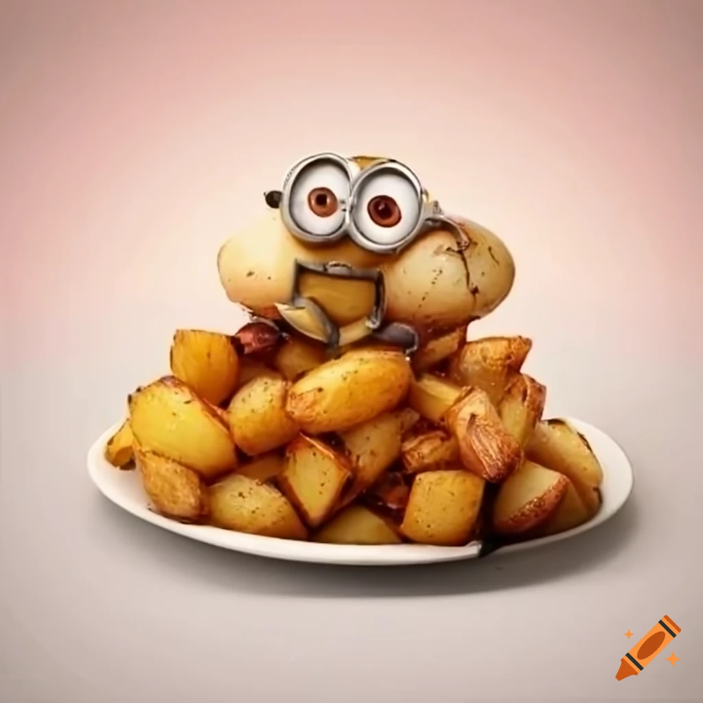 Plate of roasted potatoes on Craiyon