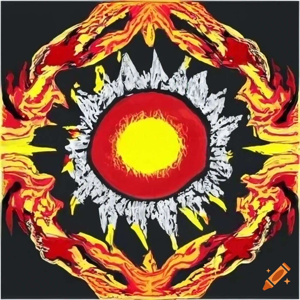 Emblem of a musical band with a red, yellow, and black color scheme on ...