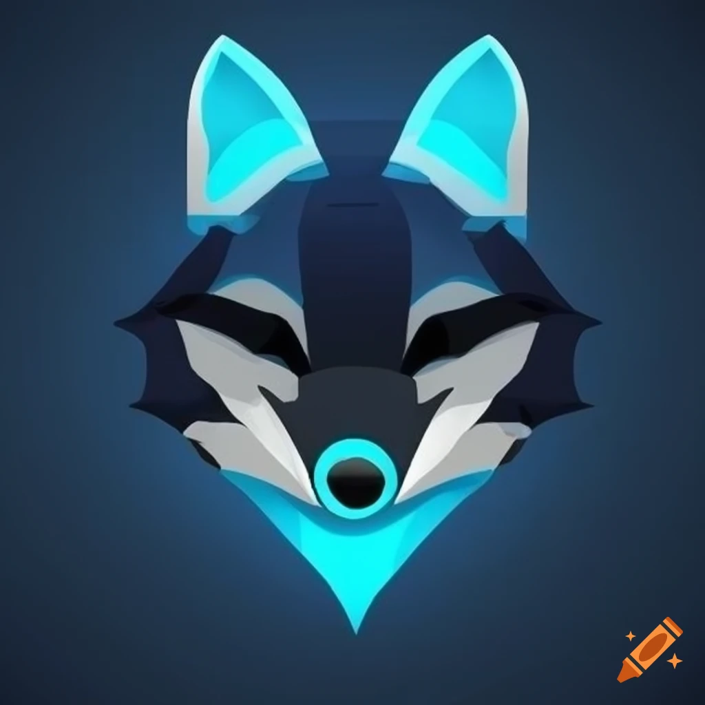 Blue fox informed minimalist design logo gamer on Craiyon