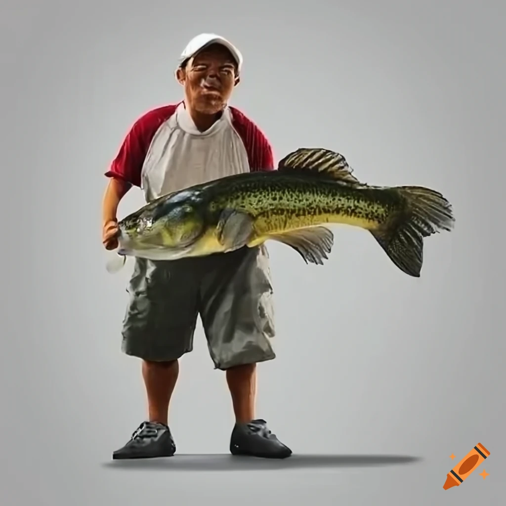 Monster on white background by shigesato itoi in bass fishing pose on ...