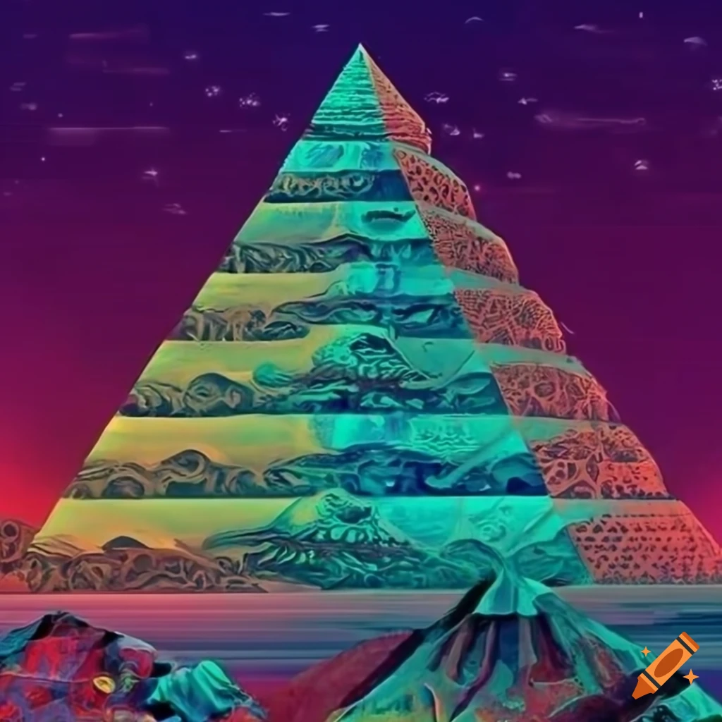 Psychedelic pyramid wallpaper on Craiyon