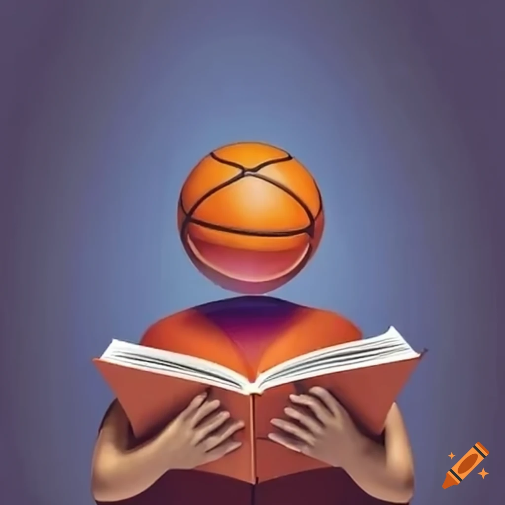 Happy face basketball reading a book on Craiyon
