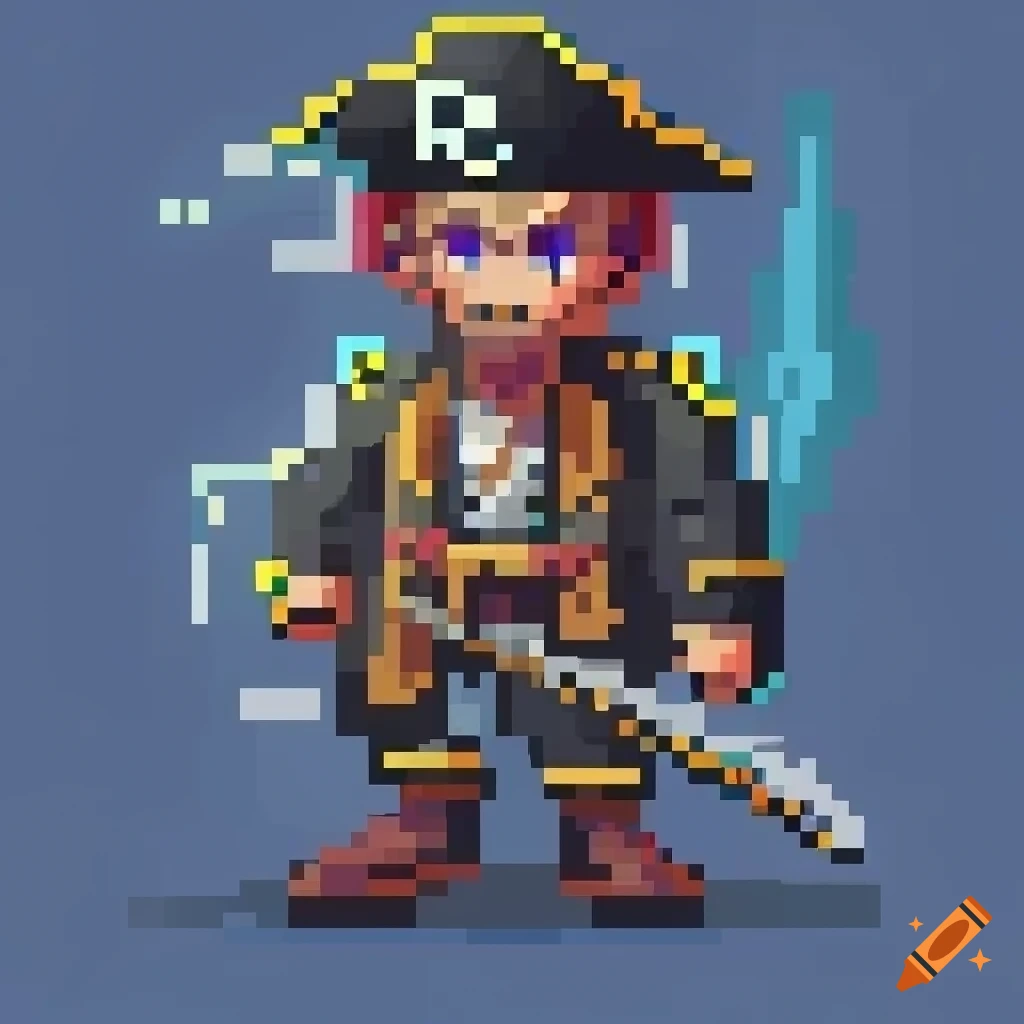Pixel art pirate character 256x256 on Craiyon