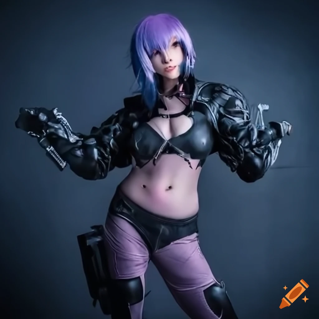 Cosplayer Dressed As Motoko Kusanagi With Cybernetic Enhancements On