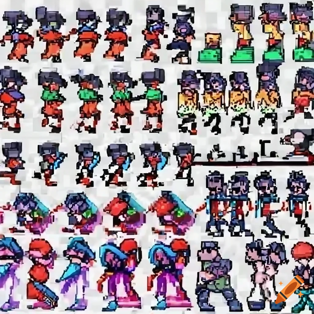 Friday Night Funkin style HD anime sprites for game on Craiyon