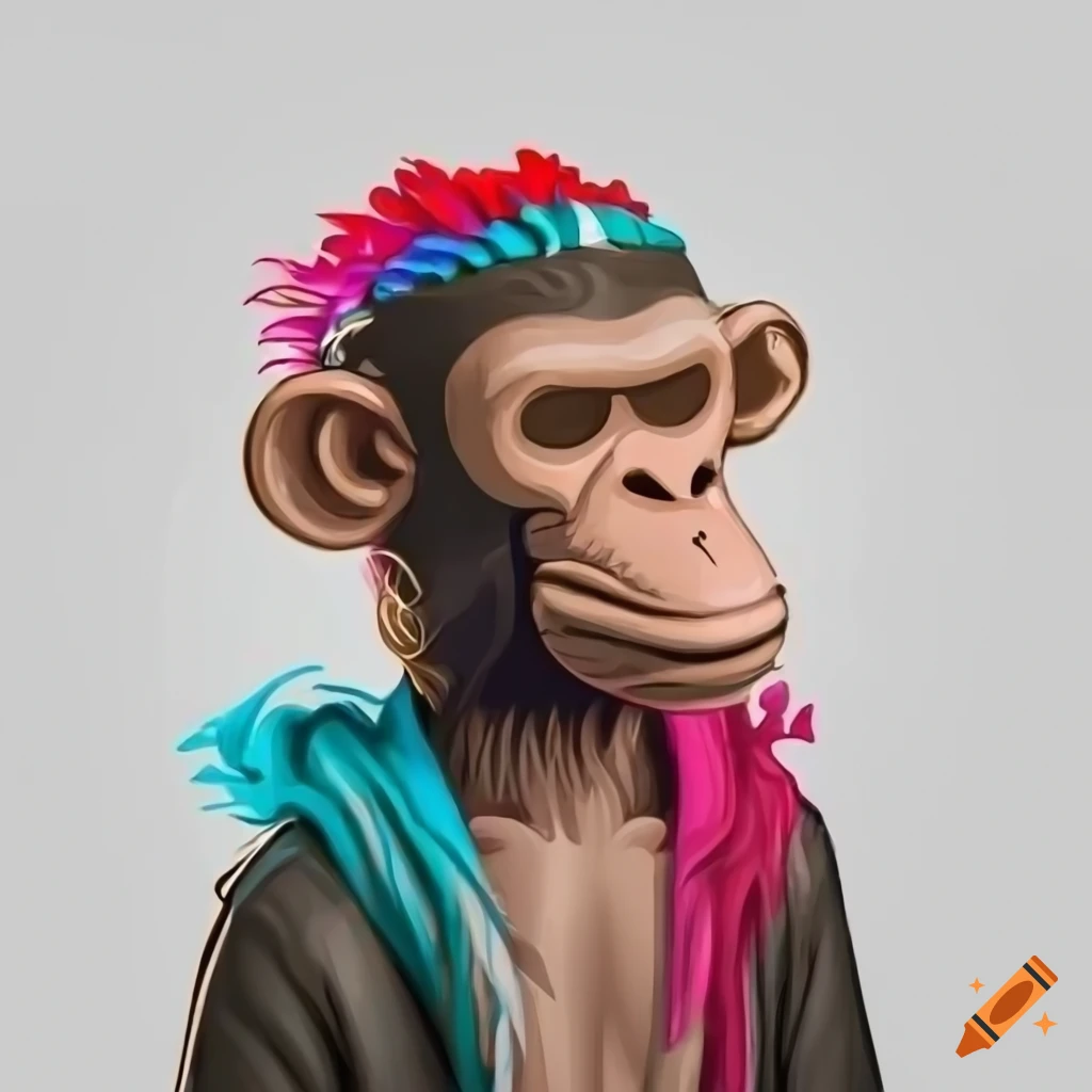 Unique nft monkey in modern art style on white background on Craiyon