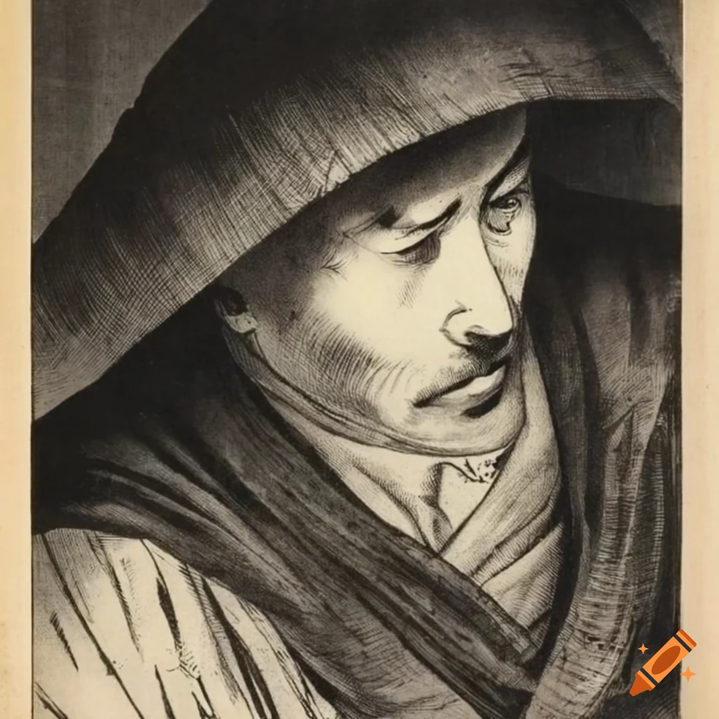 Vintage black and white manga style illustration from old retro ...