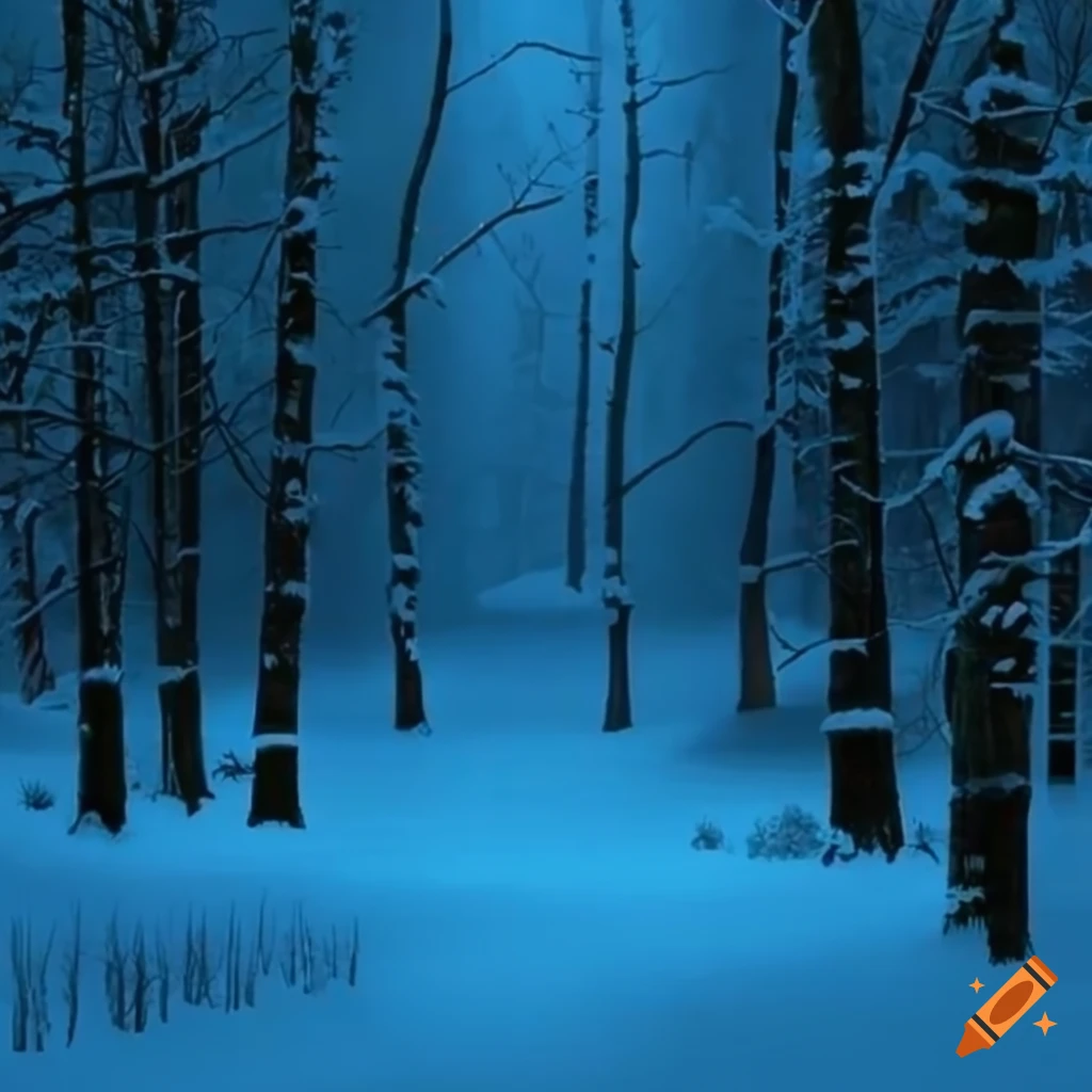 Winter woods scenery on Craiyon