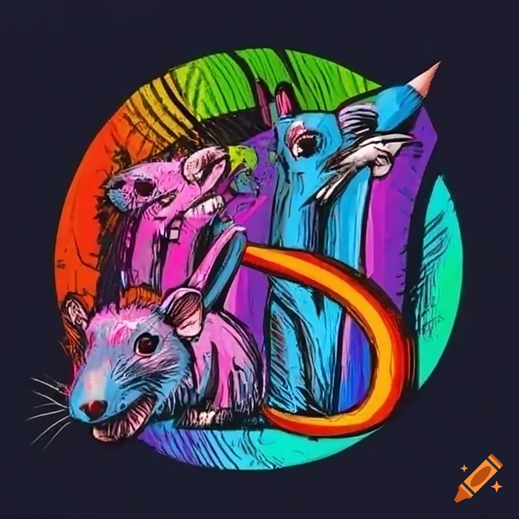 Groupe de 3 rats punk en concert dans un cimetière on Craiyon