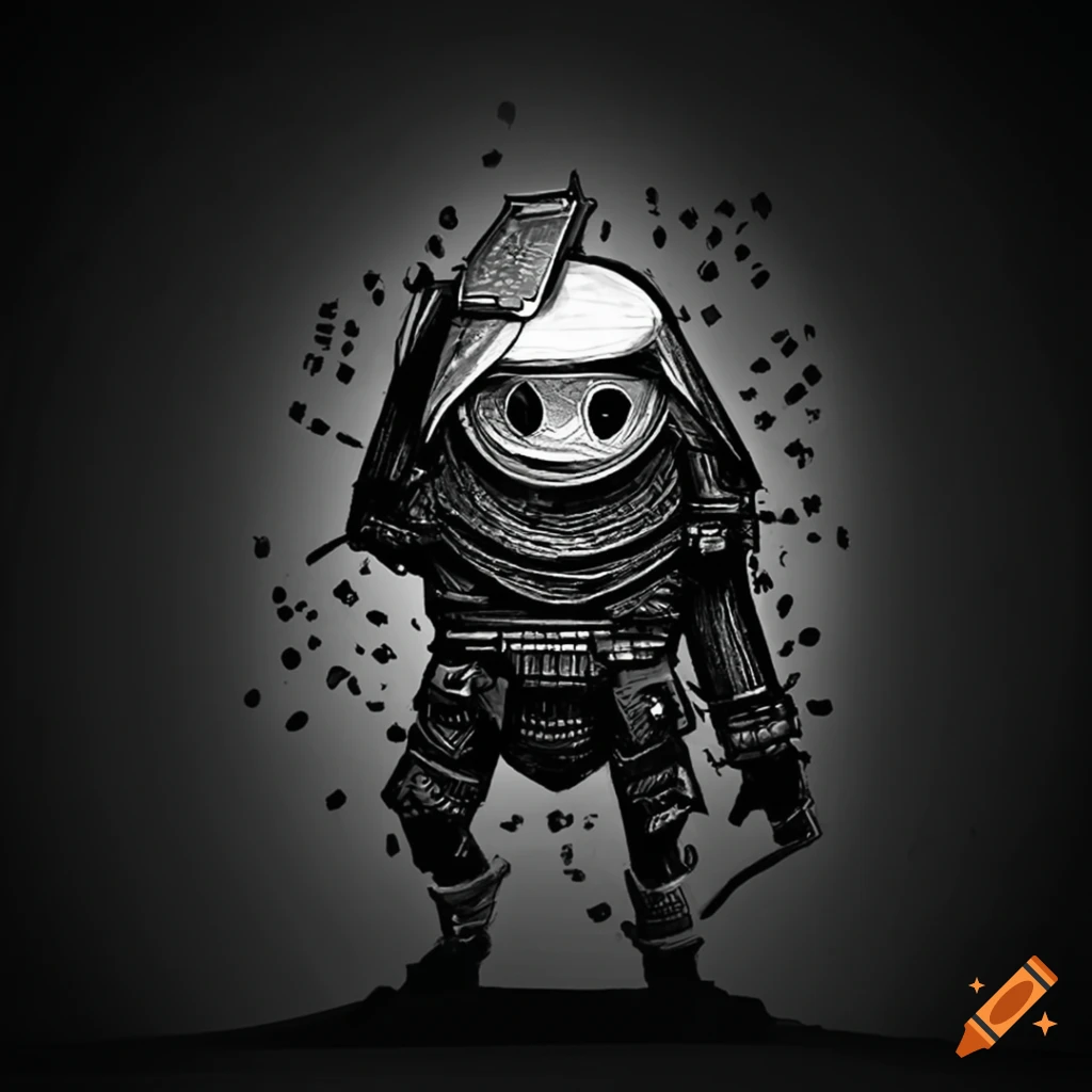 Brave adventurer facing futuristic weapons on Craiyon