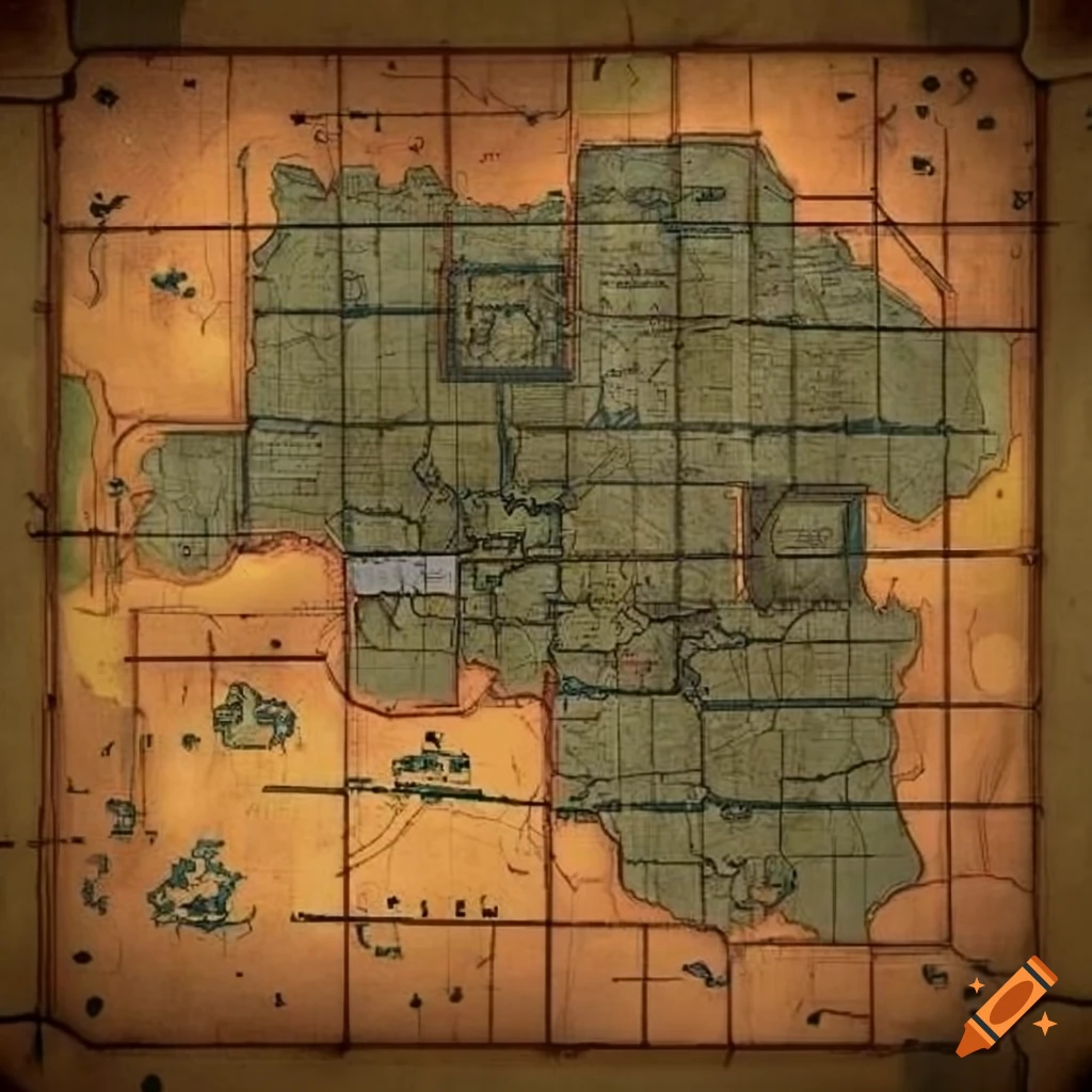 WW1 battlefield map with top-down view and square grids for role ...