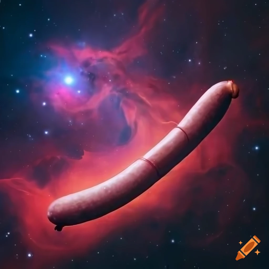 Sausage in front of a nebula in space on Craiyon