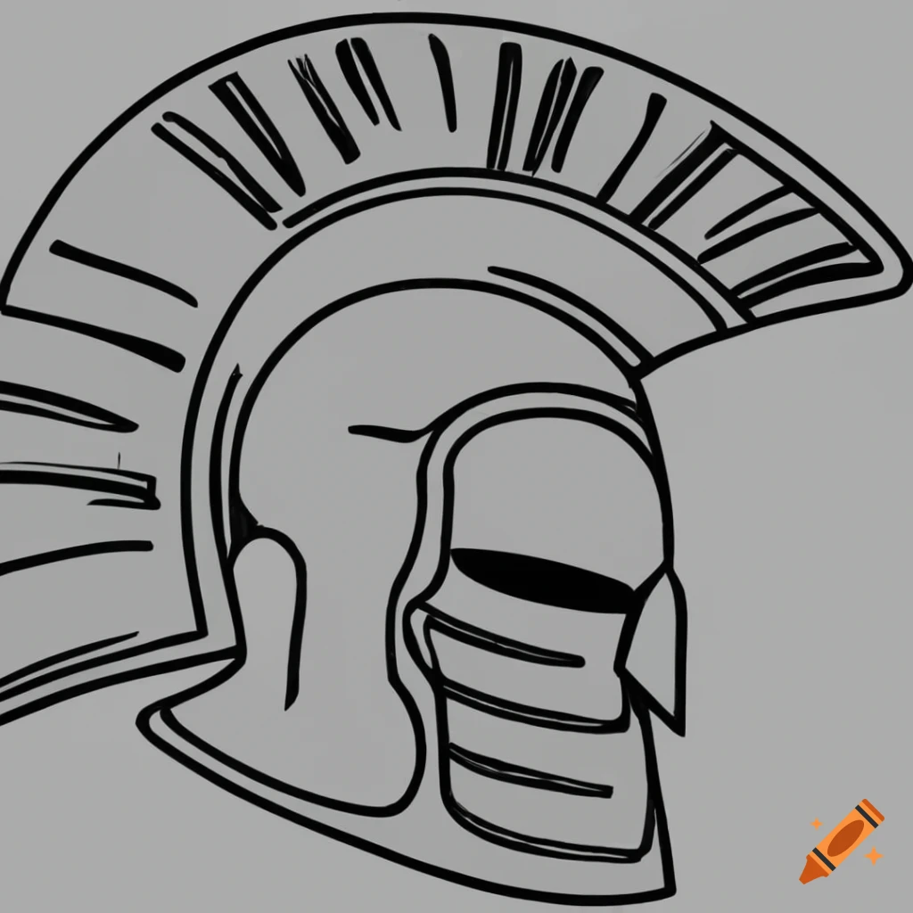 Line drawing of a roman helmet on Craiyon