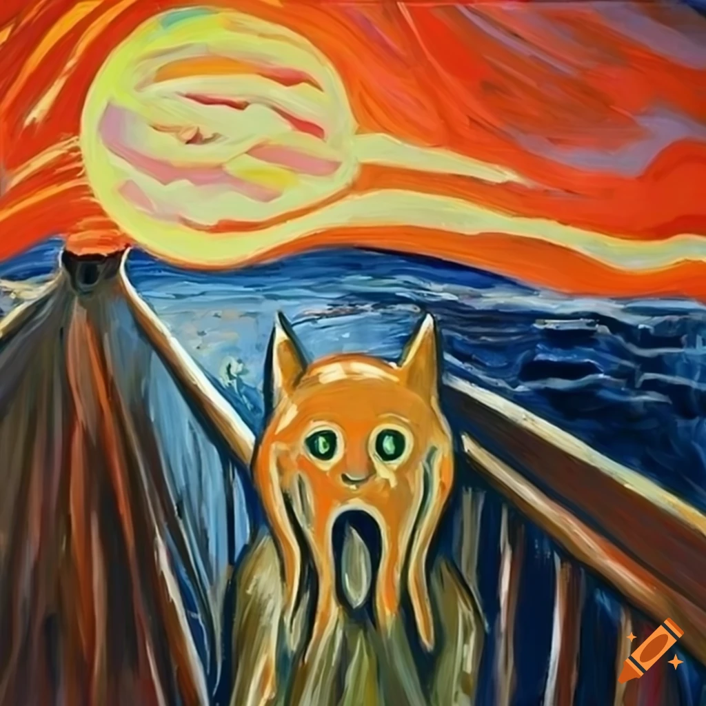 The scream painting featuring a cat on Craiyon