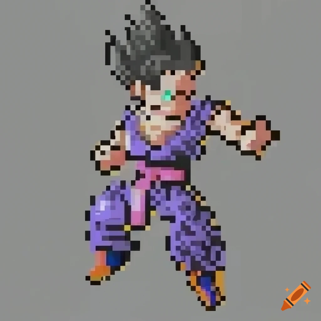 Pixel art sprite of gohan from dragon ball on Craiyon