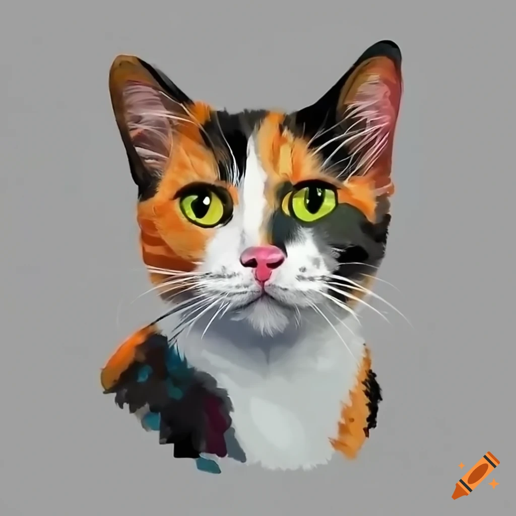 Portrait of a cute calico cat on Craiyon