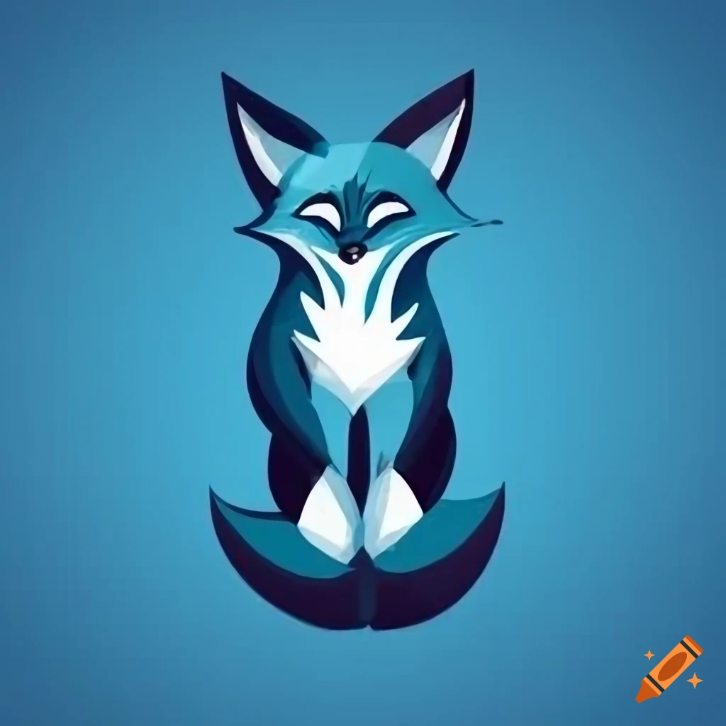 Simple blue fox logo on Craiyon