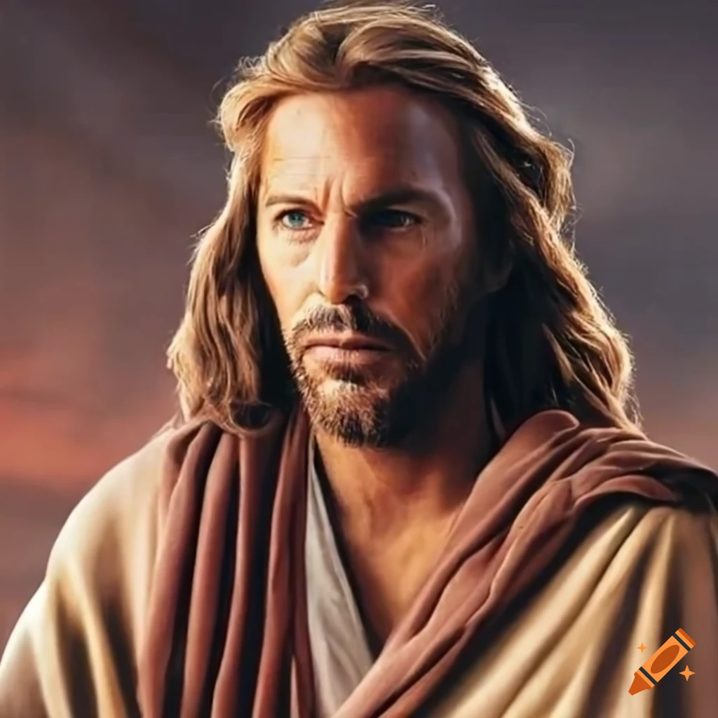 Portrayal of kevin costner as jesus christ on Craiyon