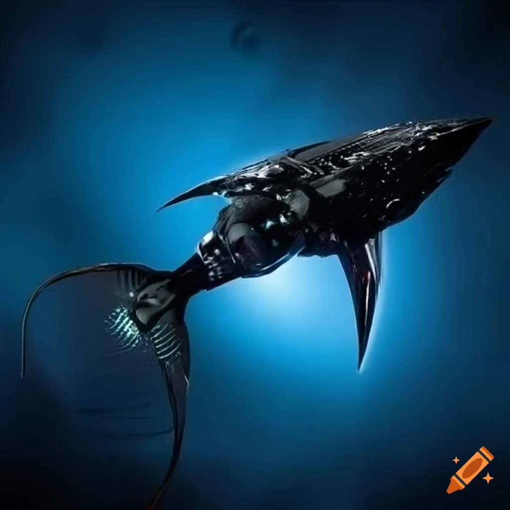 Futuristic spaceship design inspired by the angel fish on Craiyon