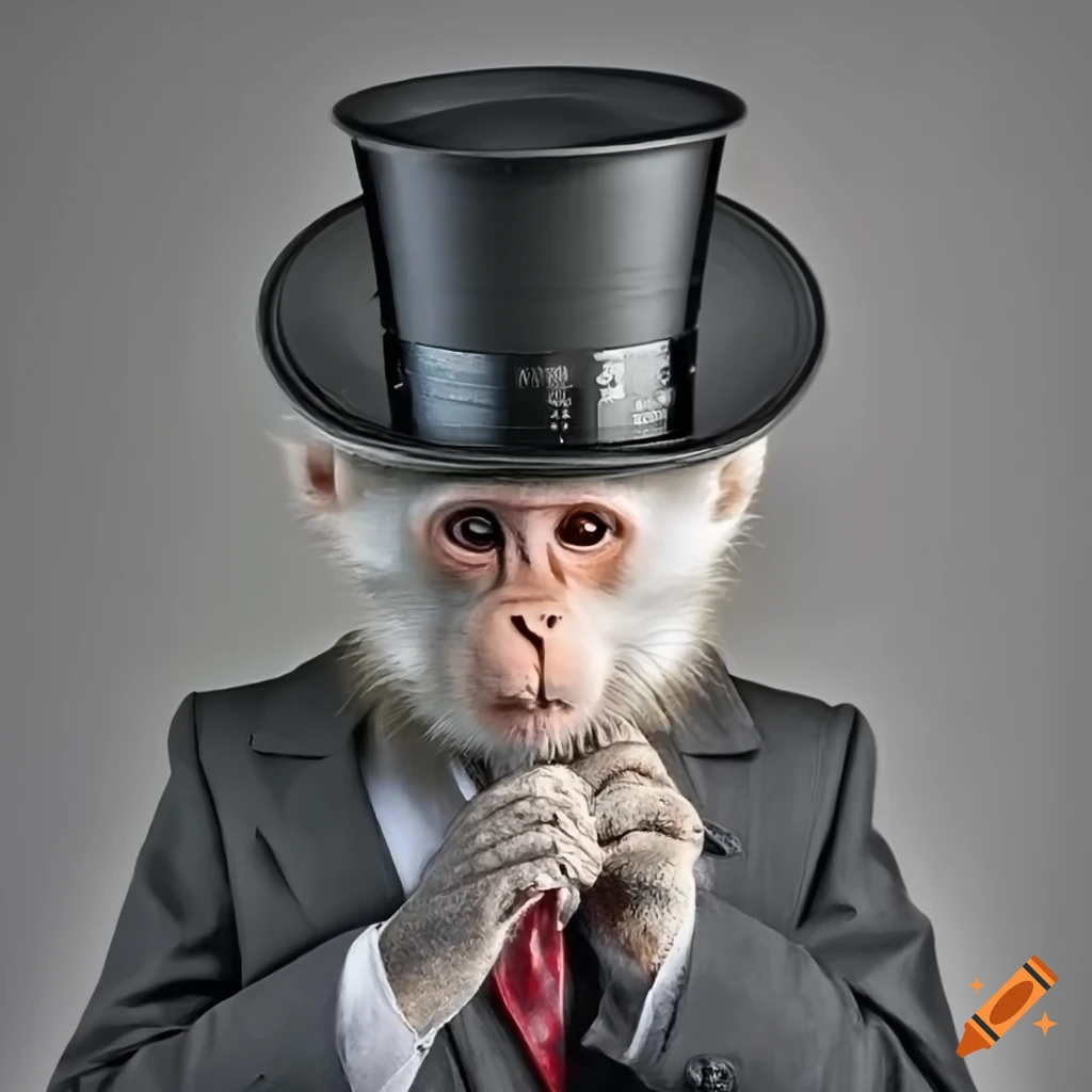 Monkey wearing a suit and top hat on Craiyon