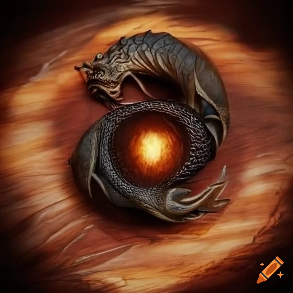 Wooden dragon encircling a torus on Craiyon