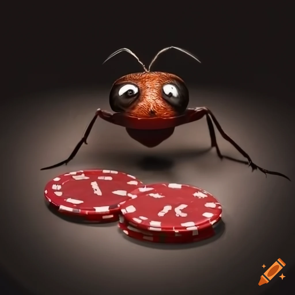 Ant playing poker on Craiyon