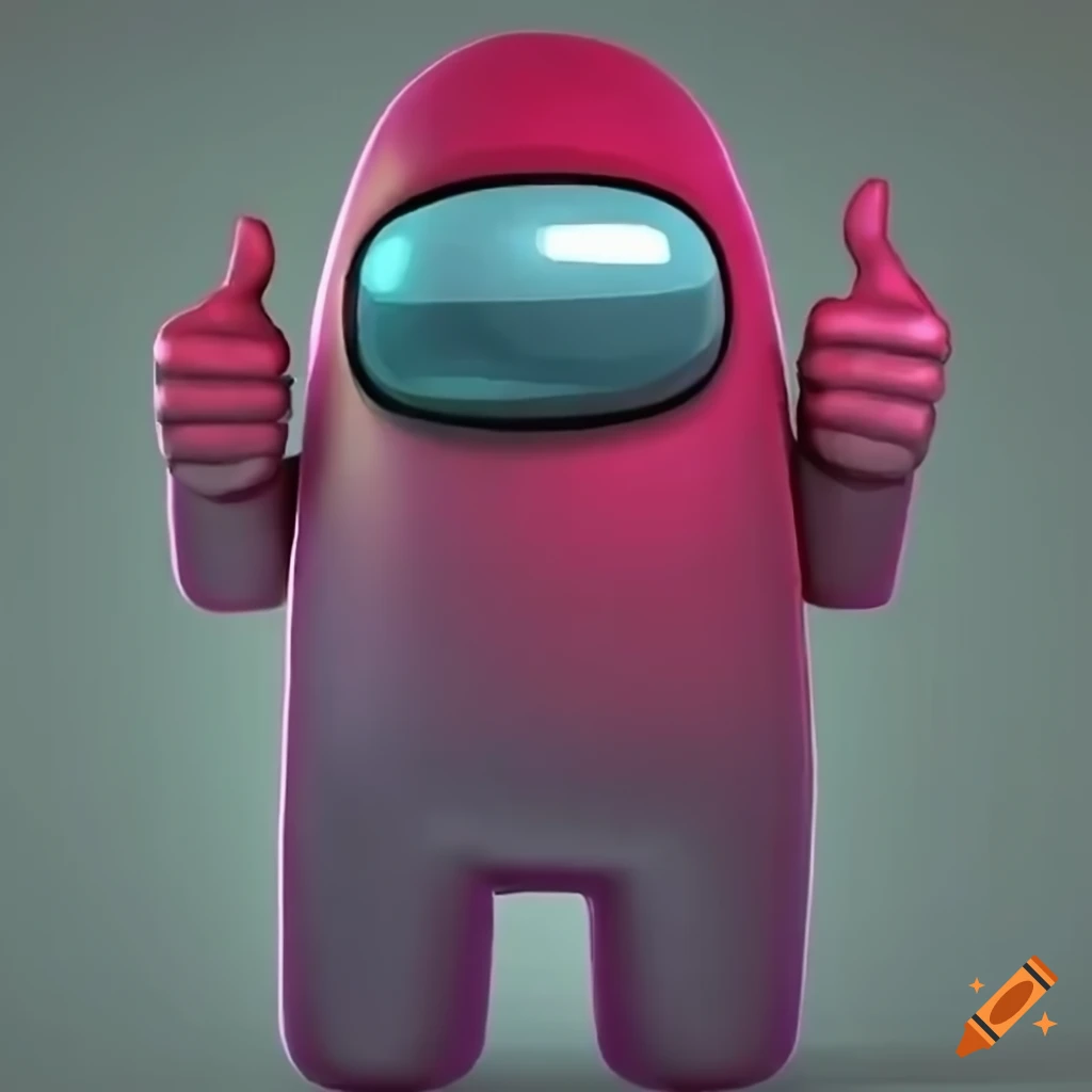 Among Us character giving a thumbs up in photorealistic 4k resolution on Craiyon