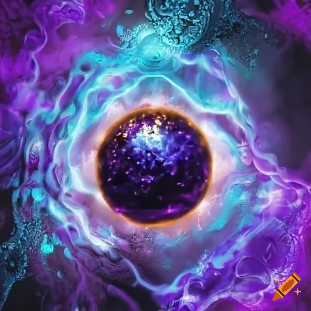 Purple blue gold orb spell attack on Craiyon