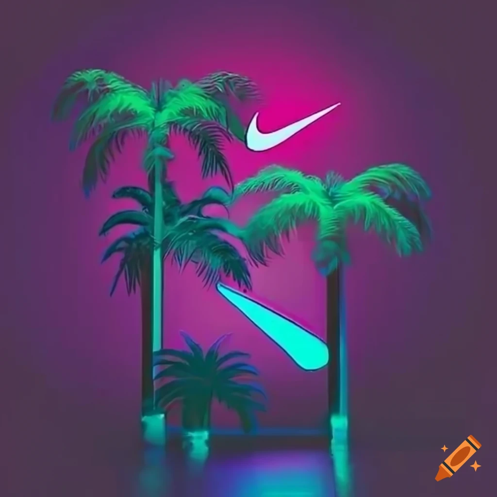 Palm trees with nike logo in vaporwave style on Craiyon
