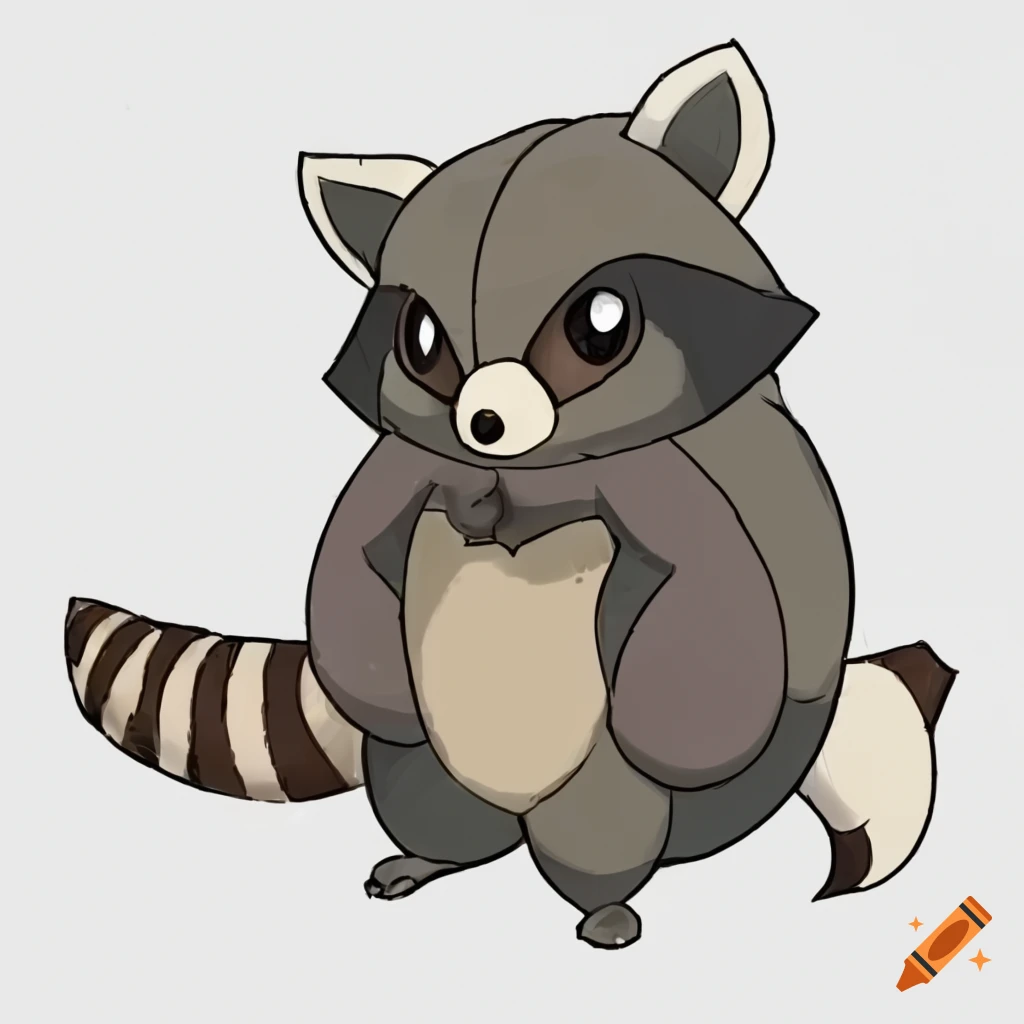Raccoon depicted as a pokemon character on Craiyon