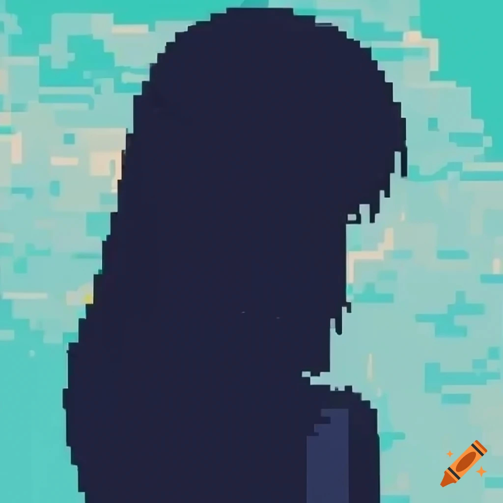 Monochrome 8 bit rotoscope girl looking back on Craiyon