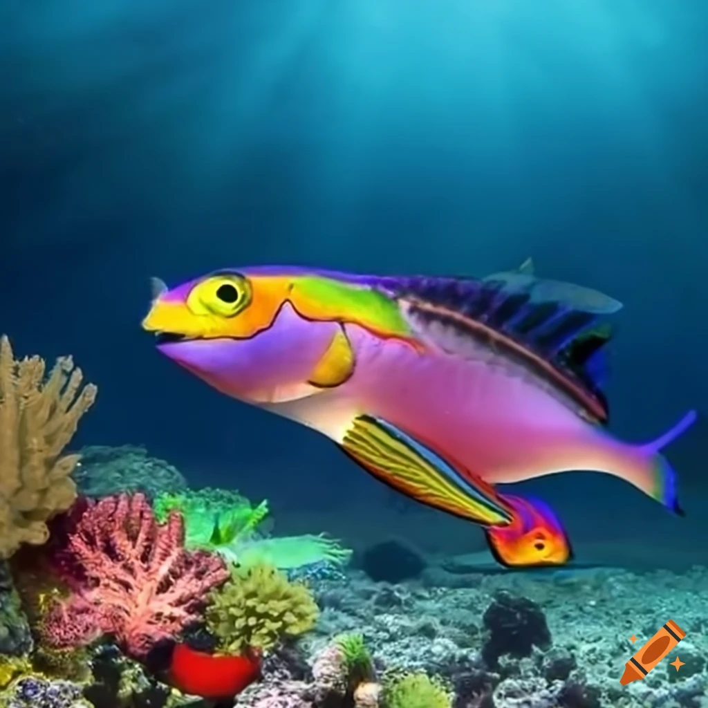 Underwater view of a saltwater mountain lake and its river on Craiyon