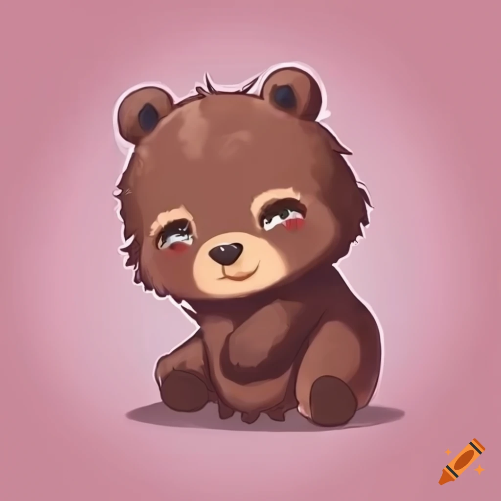 Cute and fluffy chibi bear cub on Craiyon