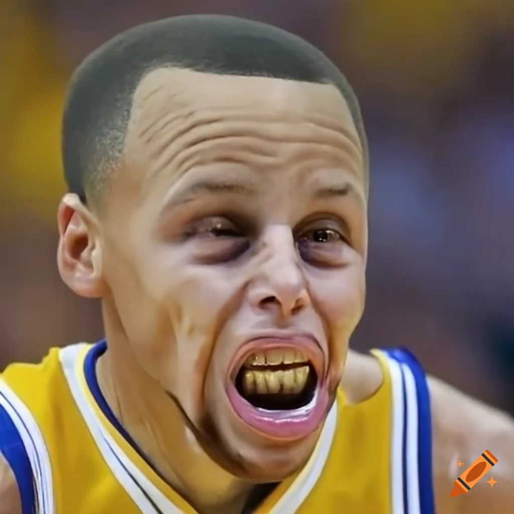 Stephen curry showing emotion during a game on Craiyon