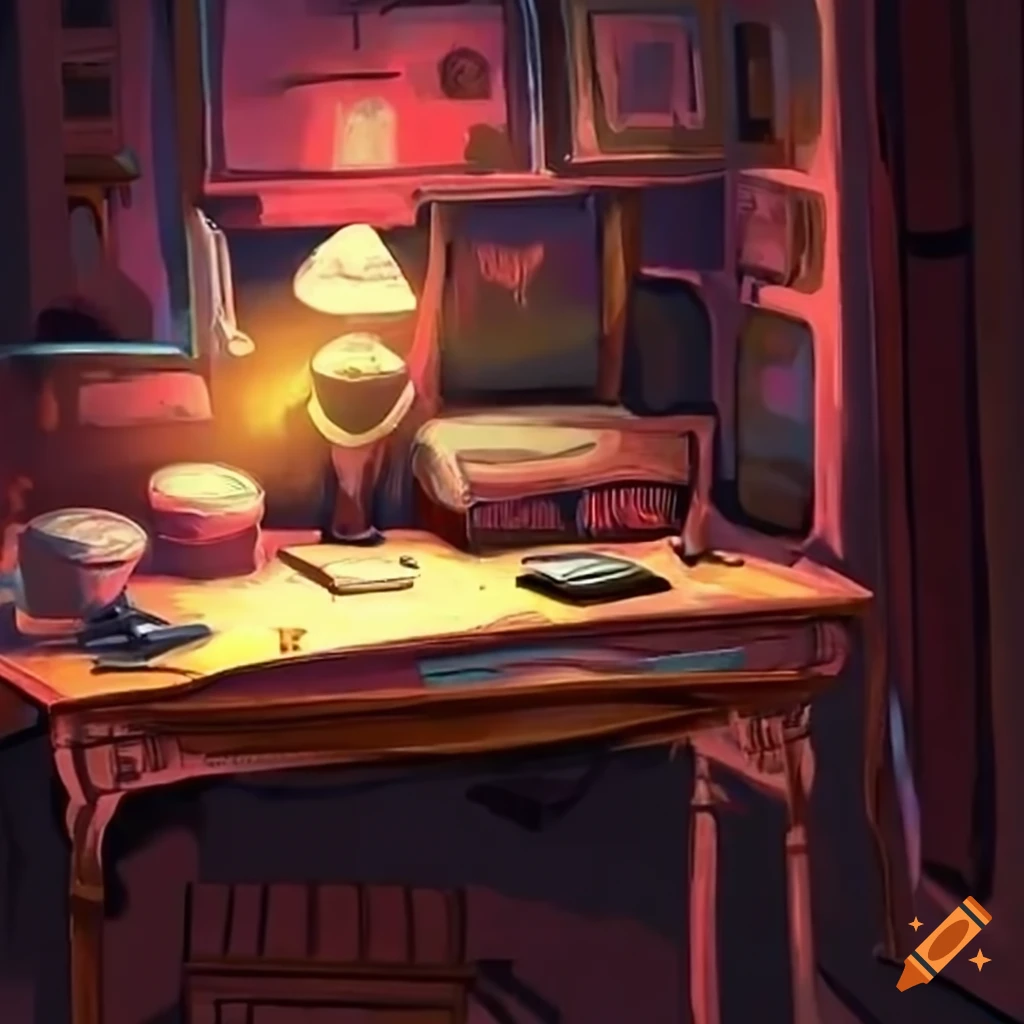 Study desk on Craiyon