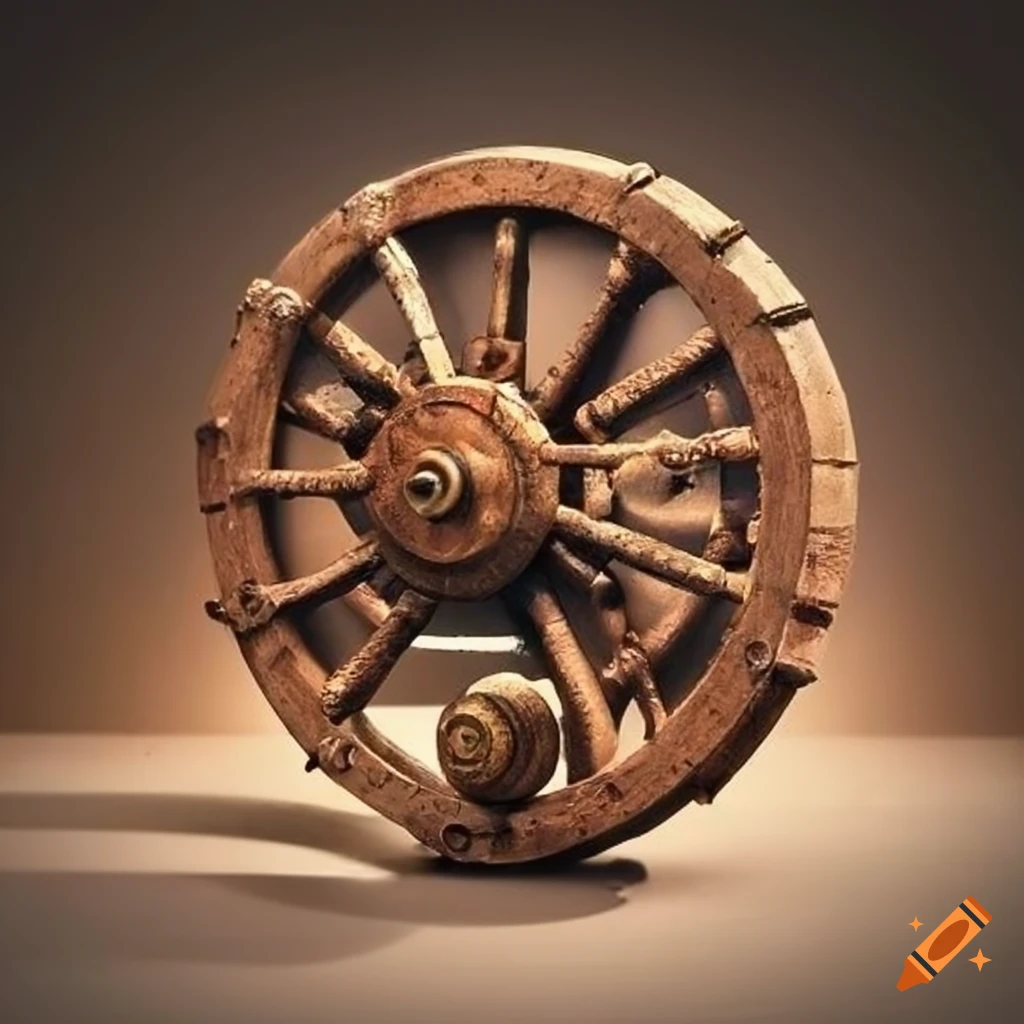 Sandstone wheel with strong connections in a steampunk style on Craiyon