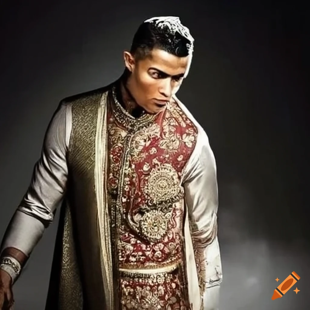 Cristiano ronaldo wearing indian attire on Craiyon