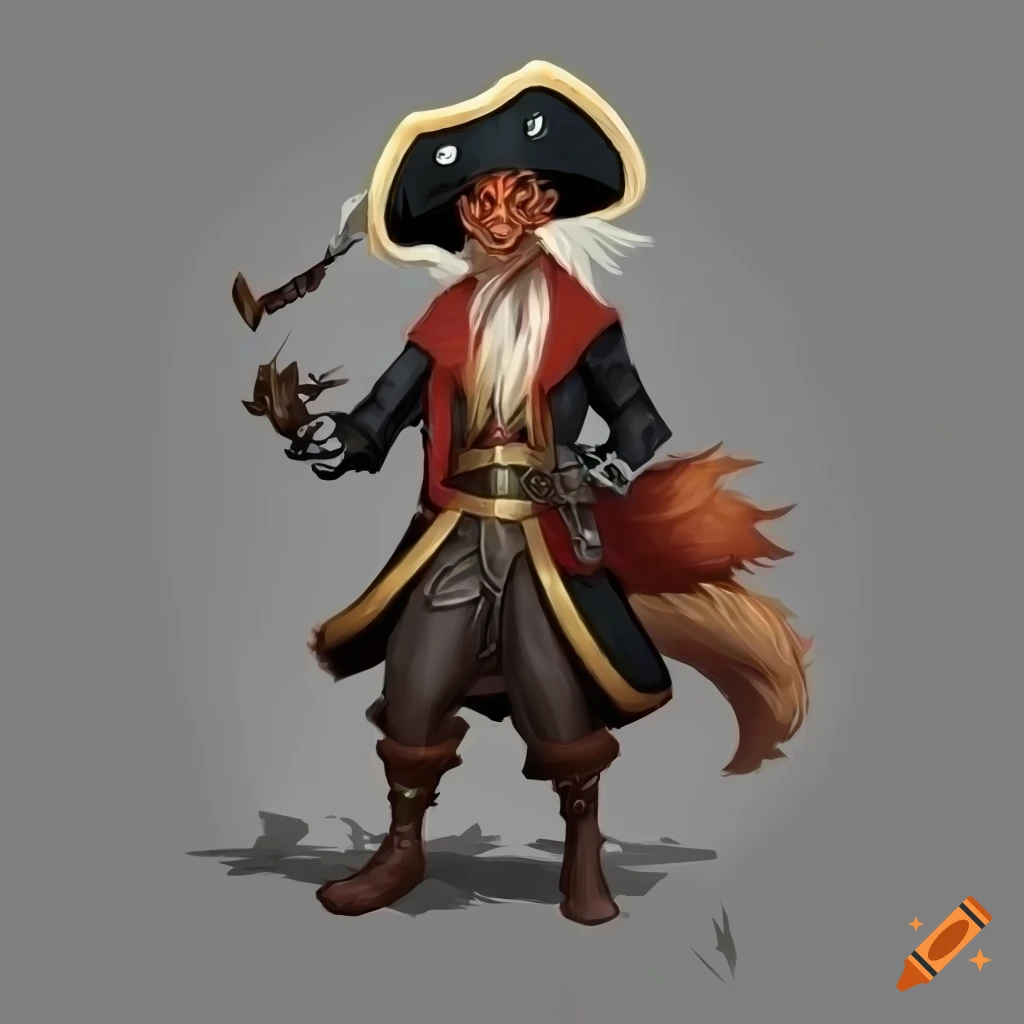 Male fox pirate character for root rpg on Craiyon