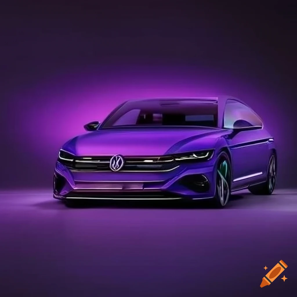 Volkswagen arteon concept in purple neon style at city night on Craiyon